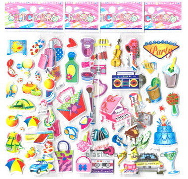 DIY decorative custom puffy stickers , cartoon foam PVC cute puffy stickers