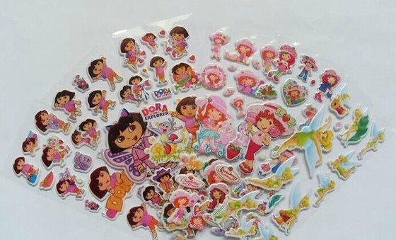 Cartoon foam 0.08–0.3mm PVC / EVA custom puffy stickers can made flower / food shape