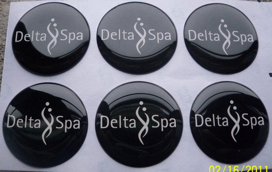 3D Delta Spa Oil Bottle Epoxy Resin Stickers With 1.5mm Thickness