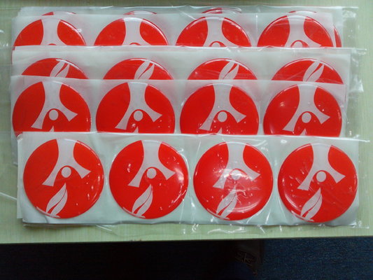 Red Reflective Resin Epoxy Dome Stickers Car Bumper Decoration 65MM