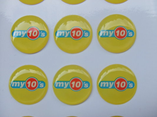 Vinyl / PET / Epoxy Dome Stickers , Waterproof Crystal Epoxy Sticker
