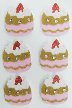 MP4 mini cake Rhinestone Fuzzy Stickers With Screen printing colorful