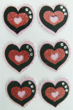 3D Dimensional Layered Fuzzy heart shaped Stickers Colored Non-toxic