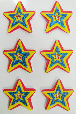 Custom Cartoon decor star PET Fuzzy Stickers For Wall , 80mm x 120 mm