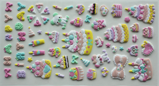 PVC 3D Fuzzy Foam Birthday Puffy Stickers With Felt finished