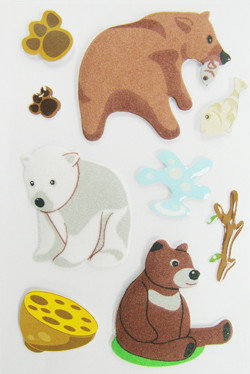 Fuzzy Puffy custom book Stickers For Kids / Cute Little Bear desk Stickers