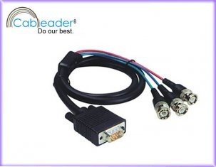 VGA Cable to TV HD15M - 3XBNC male cable, from 6 ft to 200 ft