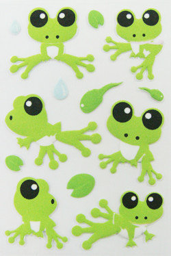 small scrapbooking cartoon frog Puffy Animal Stickers For Kids / Children