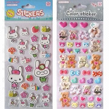 Puffy Animal Stickers in Unique Design, Soft and Eco-friendly