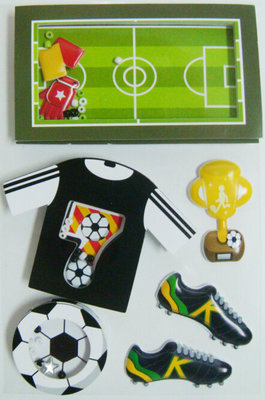 Black Gray Layered Paper Shaker die cut Stickers Football Game Decorative