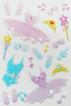 Colorful Cartoon Ballet Japanese Clear Puffy Stickers