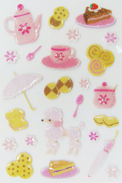 Customized Japanese Puffy Stickers Funny Tea Time