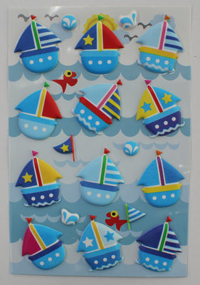 Saling Boat 3D Foam Puffy Stickers For MP3 , CellPhone