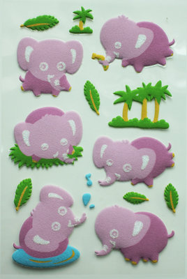 Custom Cute Animal Fuzzy Puffy Stickers with Glitter Cartoon Pattern For Kids