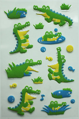 Lovely Animal Style 3D Fuzzy PVC Dimensional Puffy Sticker with Glitter