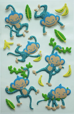 Lovely Animal Puffy Stickers For Kids With 1.8mm Thickness , Silk Screen Printing