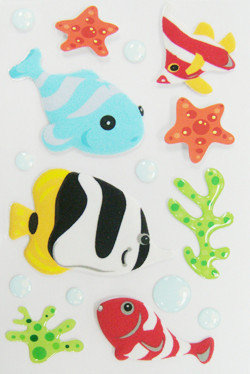 3D Puffy Stickers For Kids / printed fish cartoon stickers for books