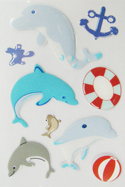 printable fun Puffy stickers for kids / scrapbook children stickers 3D Dolphins