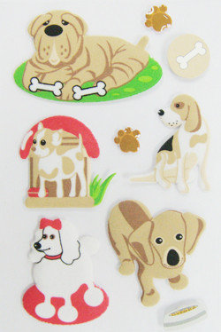 Cute puppy 3D Animal Puffy Stickers / Kids room decoration stickers