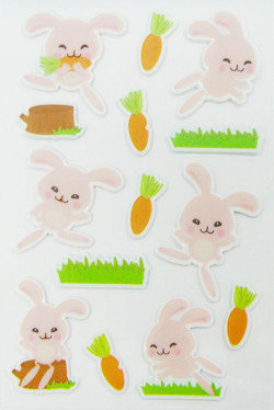 Rabbit Custom Puffy Stickers For Kids With Rotary Printing