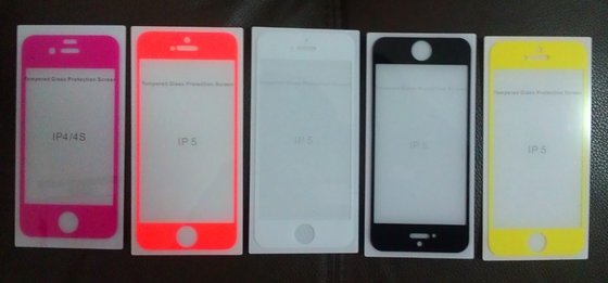 mirror colorful tempered glass screen protector for iphone 5g,5s,5c silicone adhesive