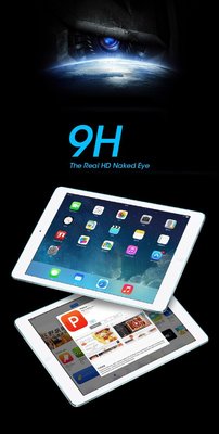Super anti-scratch 0.3mm 9H hardness tempered glass screen protector for ipad air,