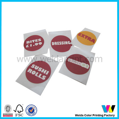 Multicolor Round Custom Sticker Printing , Adhesive Glassine Sticker Printing with Matt Surface