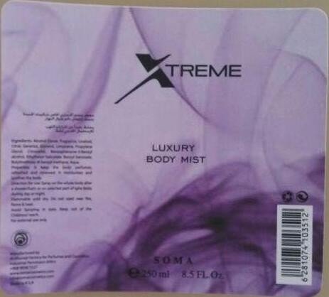 Embossed UV Printing Cosmetic Bottle Labels in Xtreme Luxury Body Mist