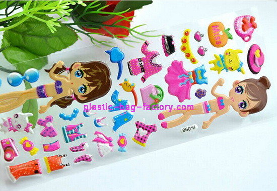 Girls EVA 3D sponge foam custom puffy stickers for scrapbook / windows / wall