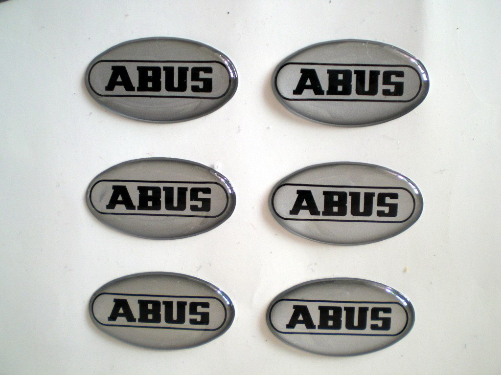 Black Print ABUS Elevator Epoxy Resin Stickers With Normal Silver Background