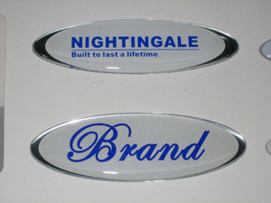 Blue Brand Resin Epoxy Dome Stickers 70MM with High Light Scutcheon