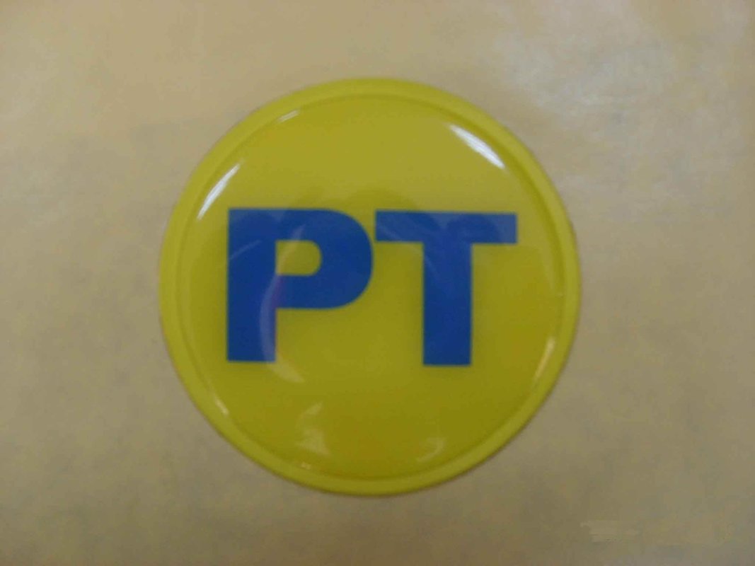 PT Lettering Resin Epoxy Dome Stickers Yellow Background With Strong Adhesive