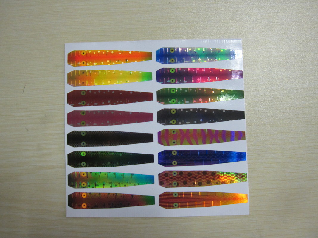 Holographic Reflective Head Back Printed Adhesive Labels in Fishing Lure