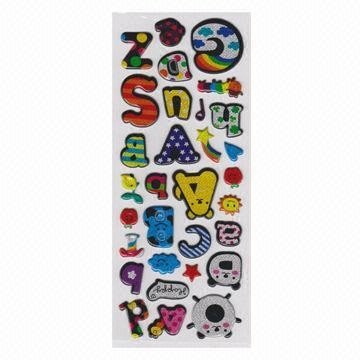 Puffy/Foam Stickers with Four Colors Printing, Customized Designs Welcomed 