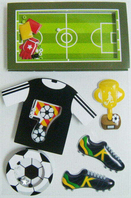 Black Gray Layered Paper Shaker die cut Stickers Football Game Decorative