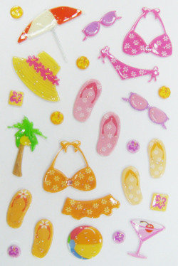 Beach Custom Logo Japanese Clear Puffy Stickers For Decoration