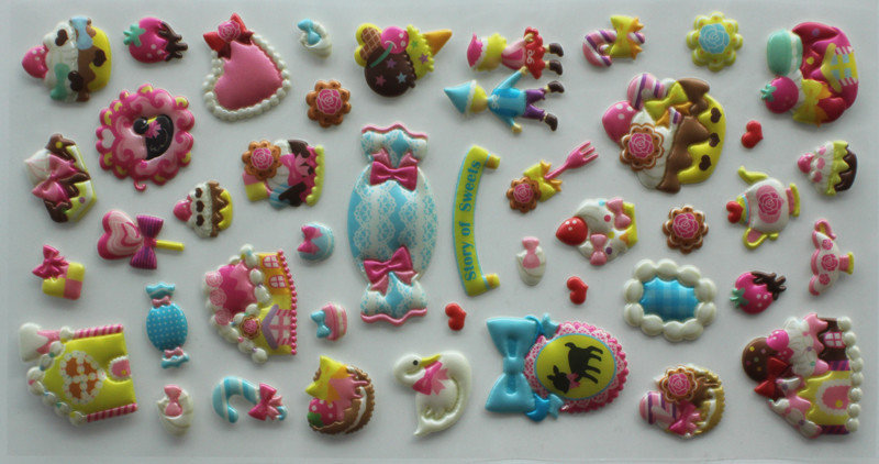 Cute Cookies Puffy Stickers 3D Pearly PVC Dimensional For Stationery