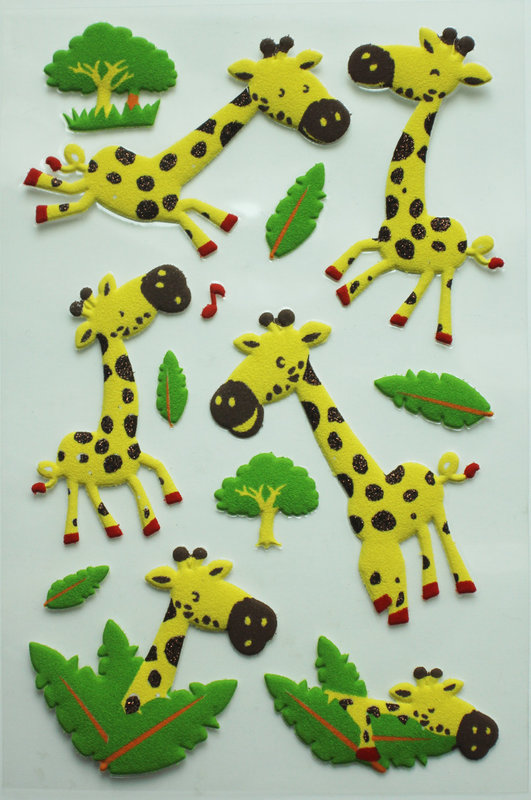 Lovely Animal Puffy Stickers For Kids With 1.8mm Thickness , Silk Screen Printing
