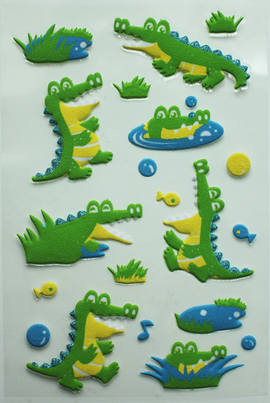 Lovely Animal Style 3D Fuzzy PVC Dimensional Puffy Sticker with Glitter