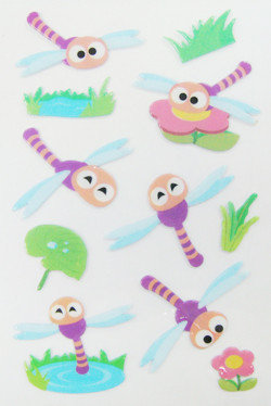 3D Lovely Animal Dragonfly Clear Puffy Stickers / Stickers For Book