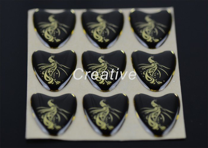 Bright Golden Printable Heart Shaped Labels Epoxy Resin Stickers For Promotional Gift