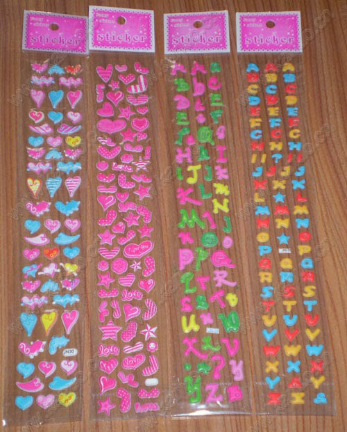 glitter puffy stickers