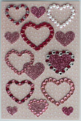 Pearl Jewelry Rhinestone Stickers Heart Shape For Stationery