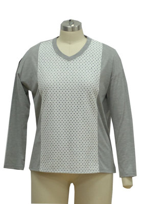 China Custom Branded Shirt V-neckline Front Lace Mesh Melange Fabric Normal Size Blend Fabric supplier