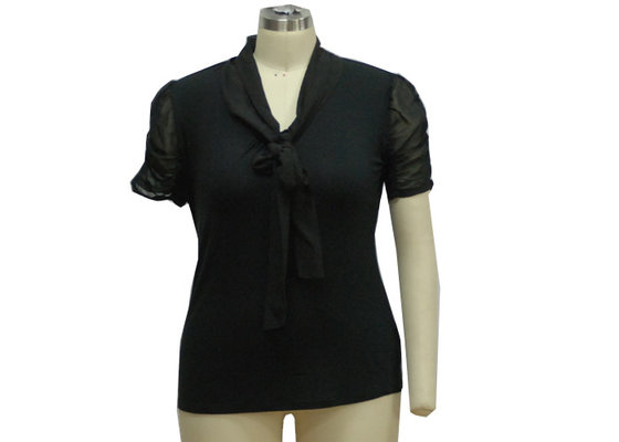 China Front Neck With Decorative Tape Short Sleeves Causal Softwear Shirt For Middle Age Ladies supplier