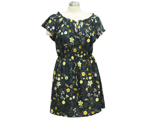 China Short Sleeve Floral Maxi Dress , 100 Polyester Maxi Dress With Sleeves Swimwear Style supplier