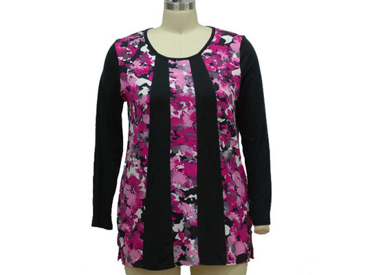 China Romantic Long Sleeve Floral T Shirt Top , Full Sleeves T Shirts For Womens Beautiful supplier
