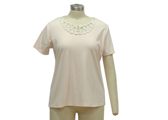 China Pretty Casual Ladies Wear Printed Lace Neck T Shirt Casual Evening Outfits supplier