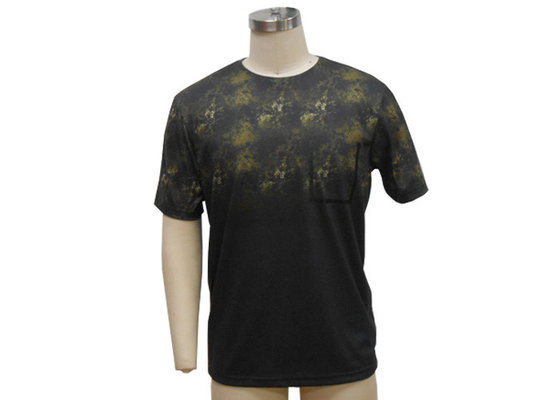 China Round Neck T Shirts / Mens Short Sleeve Polo Shirts Allover Pigment Placement Printing supplier