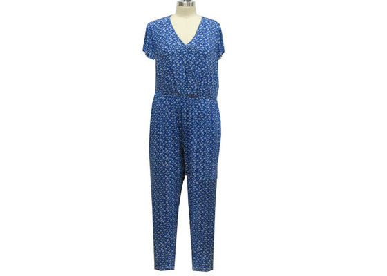 China Lotus Leaf Sleeve Womens Jumpsuit Pajamas , Elegant One Piece Romper Pajamas supplier